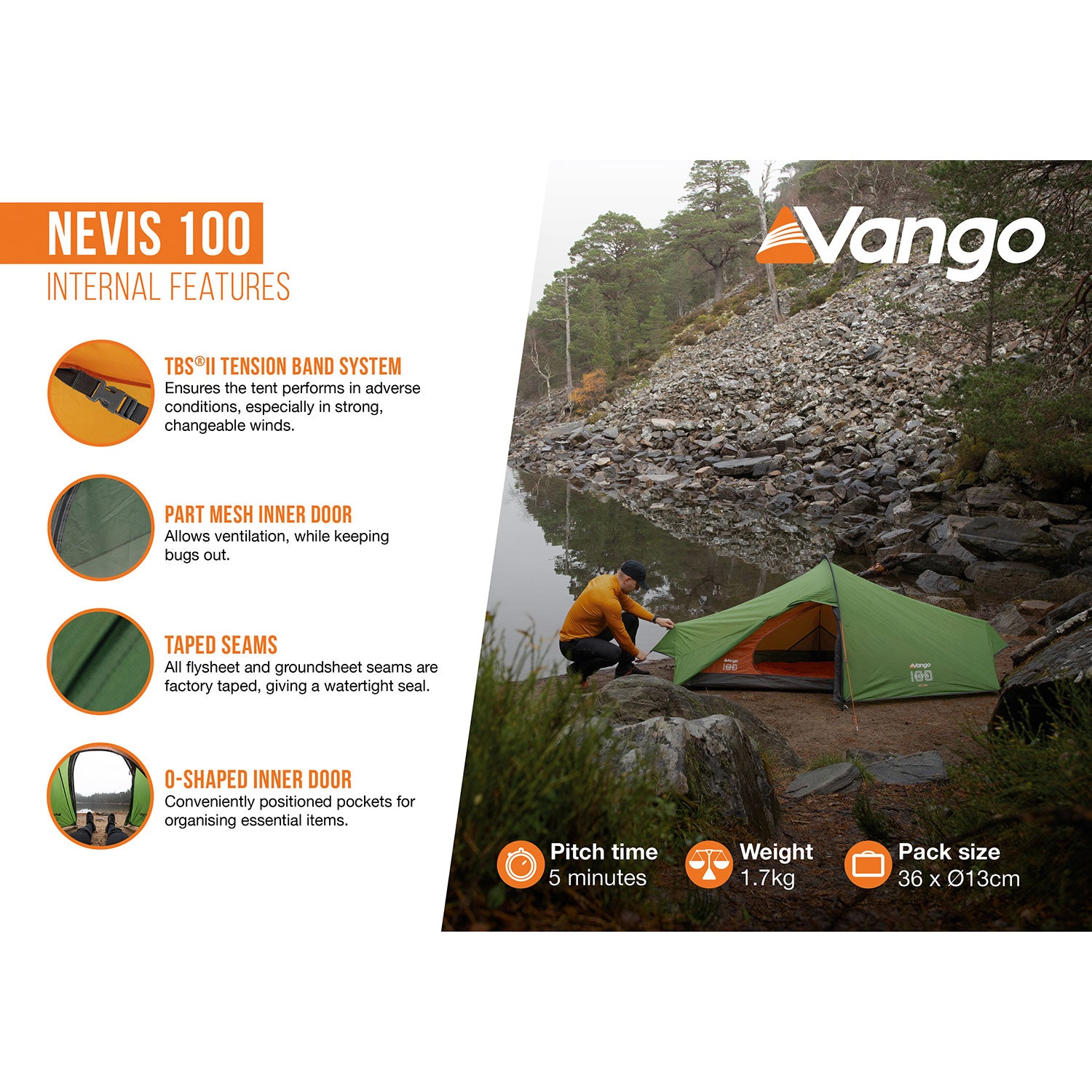 Vango Nevis 100 1-Person Tent - liGo.co.uk