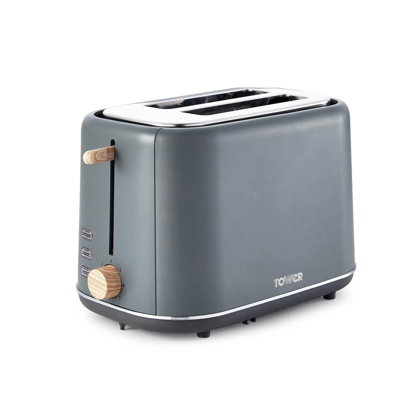Tower Scandi 2 Slice Toaster in Grey - liGo.co.uk